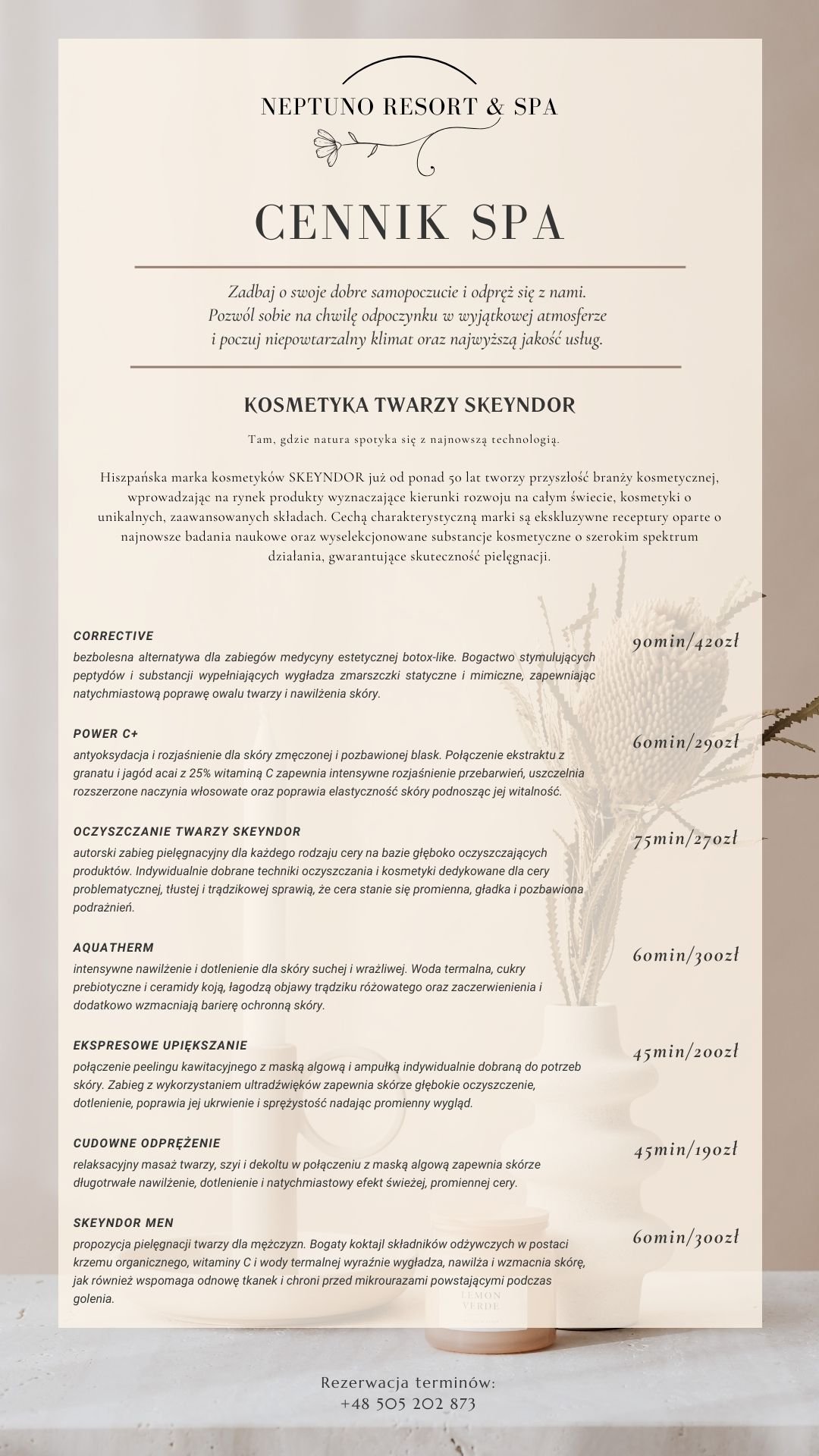 Menu Spa - NEPTUNO Resort & Spa